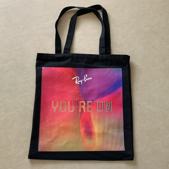 Ray-Ban | Bags | Ray Ban Canvas Tote Bag Youre On Black Rainbow Design ...